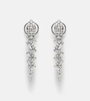 Yeprem 18kt White Gold Diamond Drop Earrings - Silver