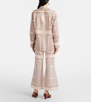 Zimmermann Printed Cropped Linen Flared Pants