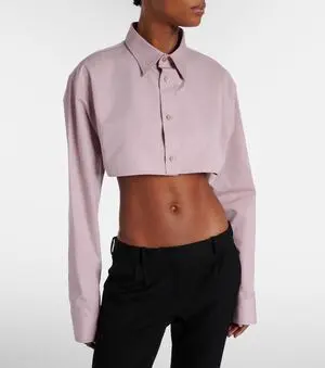Balenciaga Cropped Cotton And Silk Poplin Shirt