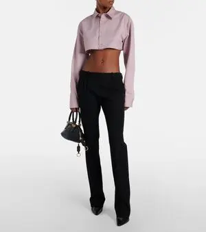 Balenciaga Cropped Cotton And Silk Poplin Shirt