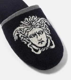 Versace Medusa Cotton Terry Slippers - Blue