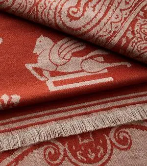 Etro Paisley Wool Jacquard Throw - Red