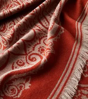 Etro Paisley Wool Jacquard Throw - Red
