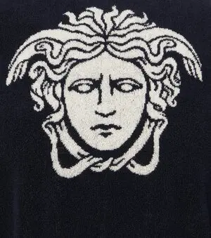 Versace Medusa Jacquard Cotton Terry Bathrobe - Blue