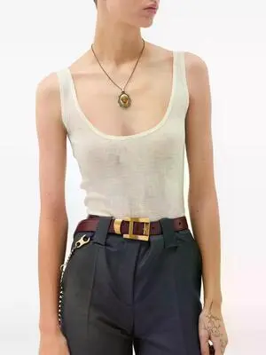 Versace Embroidered Ribbed Wool Tank Top
