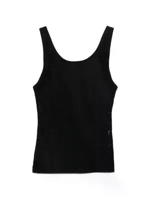 Sandro Lace-trimmed Cotton Tank Top - Black