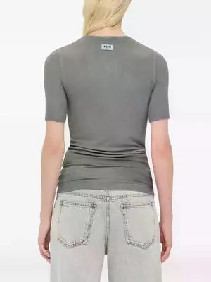 MSGM Crew Neck T-shirt With Logo Patch