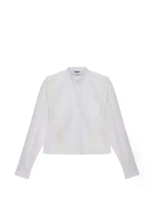 MSGM Lace Panel Cropped Shirt - White