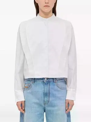 MSGM Lace Panel Cropped Shirt