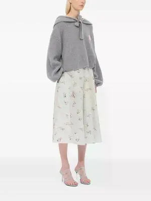 MSGM Floral Print Midi Pleated Skirt
