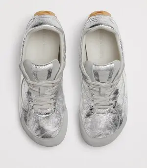 Bottega Veneta Metallic Leather Orbit Flash Sneakers - Grey