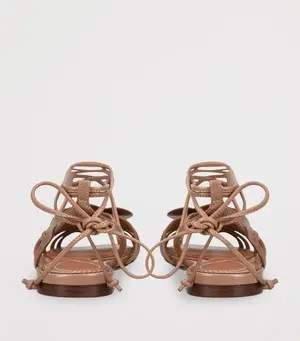 Zimmermann Leather Orchid Tie-fastening Sandals - Nude