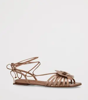 Zimmermann Leather Orchid Tie-fastening Sandals - Nude
