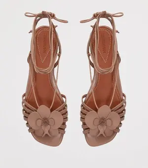 Zimmermann Leather Orchid Tie-fastening Sandals - Nude