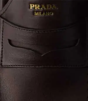 Prada Leather Loafers With Penny Slot Detail