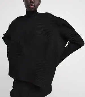 Issey Miyake Ribbed High-neck Top