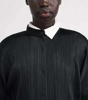 Issey Miyake Longline Pleated Stand Collar Shirt