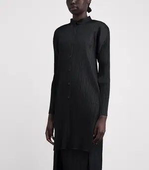 Issey Miyake Longline Pleated Stand Collar Shirt