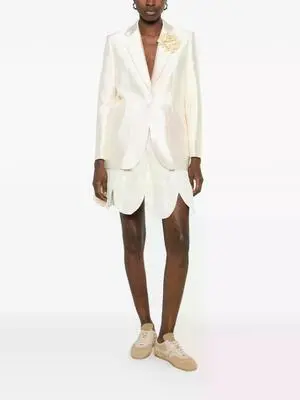 Sandro Satin Jacket With Detachable Flower Brooch