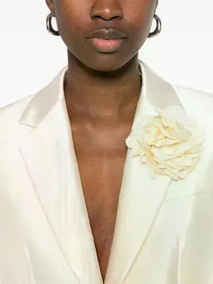 Sandro Satin Jacket With Detachable Flower Brooch