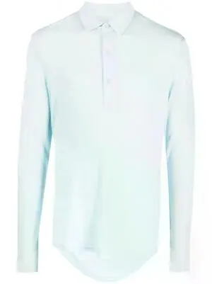 Orlebar Brown Piqué Long-sleeve Polo Shirt - Blue