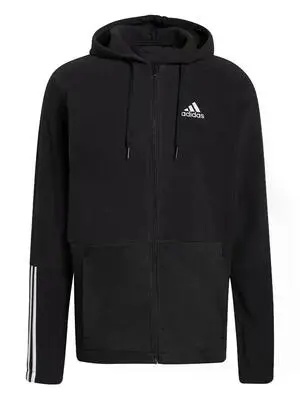 Adidas Essentials Giant-logo Full-zip Hoodie - Black