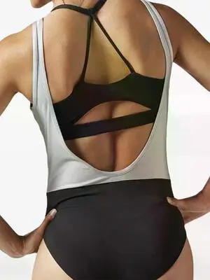 REEBOK Metallic-effect Racer Back Bodysuit - Silver