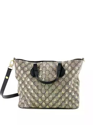 Gucci Convertible Soft Printed Gg Coated Canvas Small Tote Bag - Black