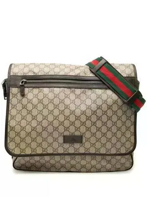 Gucci Gg Supreme Web Crossbody Bag - Brown