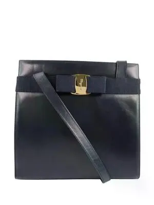 FERRAGAMO 2010-2026 Leather Vara Bow Shoulder Bag - Blue
