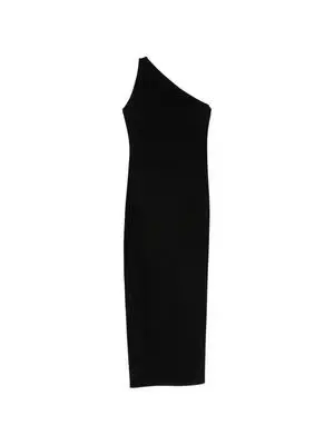 Norma Kamali One-shoulder Side-slit Maxi Dress - Black