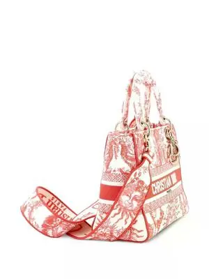 Dior Lady D-lite Embroidered Canvas Satchel - Red