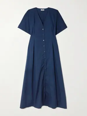 Staud Elle Cotton-blend Midi Dress