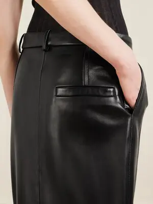 Khaite Anden' Paneled Leather Midi Skirt - Black