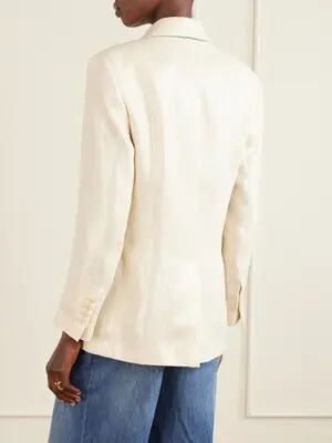 Brunello Cucinelli Double-breasted Metallic Linen-twill Blazer