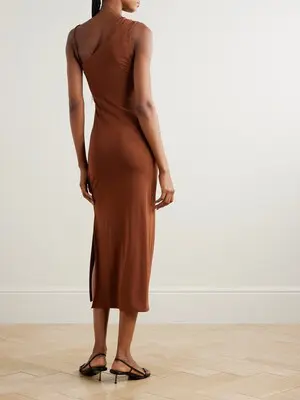 Max Mara One-shoulder Ruched Stretch-jersey Maxi Dress