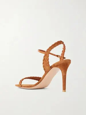 GIANVITO ROSSI 85 Whipstitched Suede Sandals - Brown