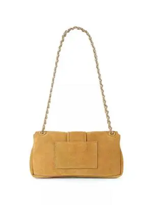 Jacquemus Soft Suede Shoulder Bag With Metal Chain - Neutrals