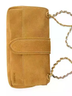 Jacquemus Soft Suede Shoulder Bag With Metal Chain - Neutrals