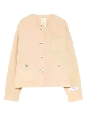 Sandro Denim Jacket With Button Fastening - Neutrals
