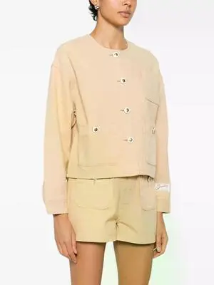 Sandro Denim Jacket With Button Fastening - Neutrals