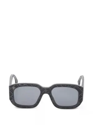 Fendi Fendi Black FF Pattern Geometric Frame Sunglasses Grey