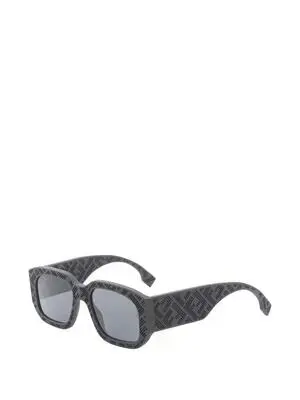 Fendi Black Ff Pattern Geometric Frame Sunglasses - Grey