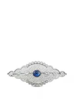 LB EXCLUSIVE Platinum Diamond And Sapphire Brooch - Silver