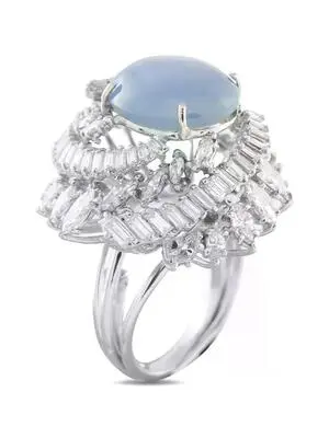 LB EXCLUSIVE Platinum Oval-cut Sapphire And Diamond Ring