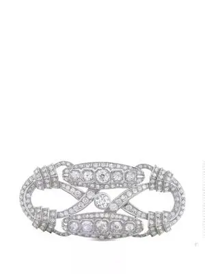LB EXCLUSIVE Diamond Art Deco Brooch - Silver