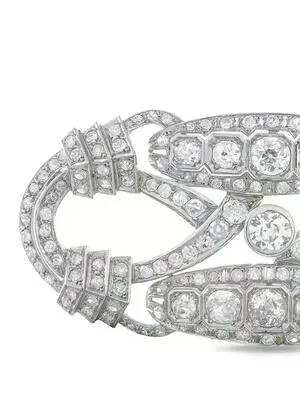 LB EXCLUSIVE Platinum Diamond Art Deco Brooch