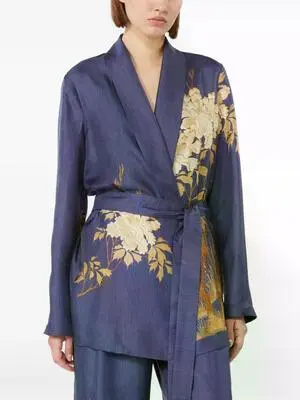 Max Mara Floral Print Silk Tunic - Blue