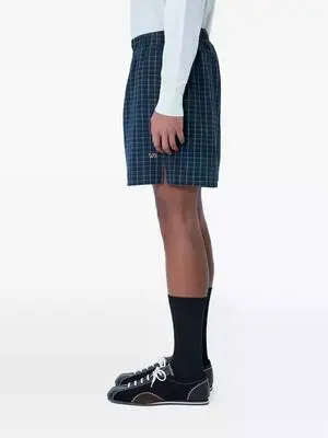 WALES BONNER Checked Elasticated Tailored Shorts - Blue