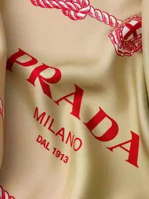 Prada Ropes Print Logo Scarf - Neutrals